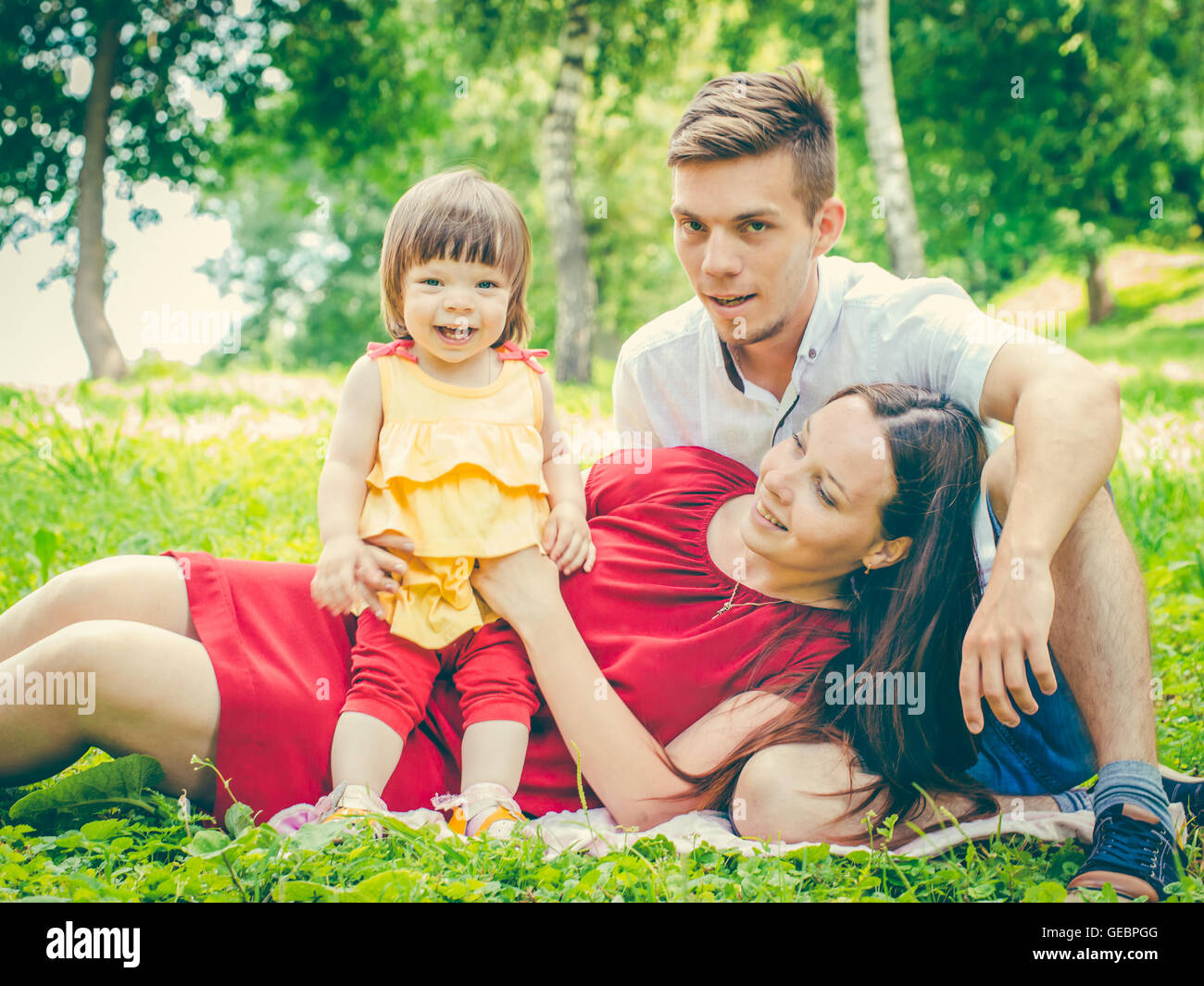Family having fun in summer Stock Photo - Alamy