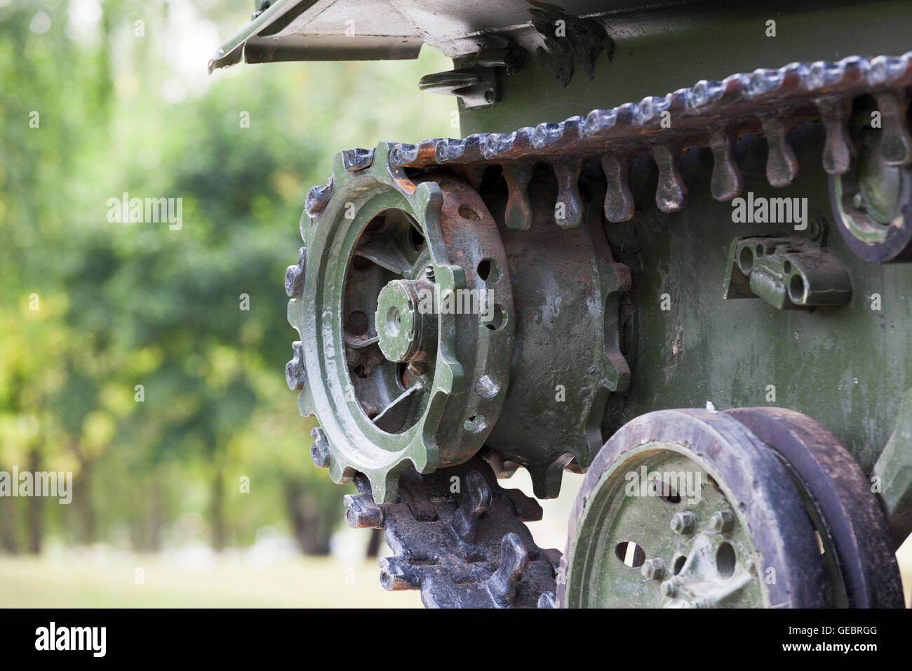Caterpillars of the tank, close-up Stock Photo - Alamy