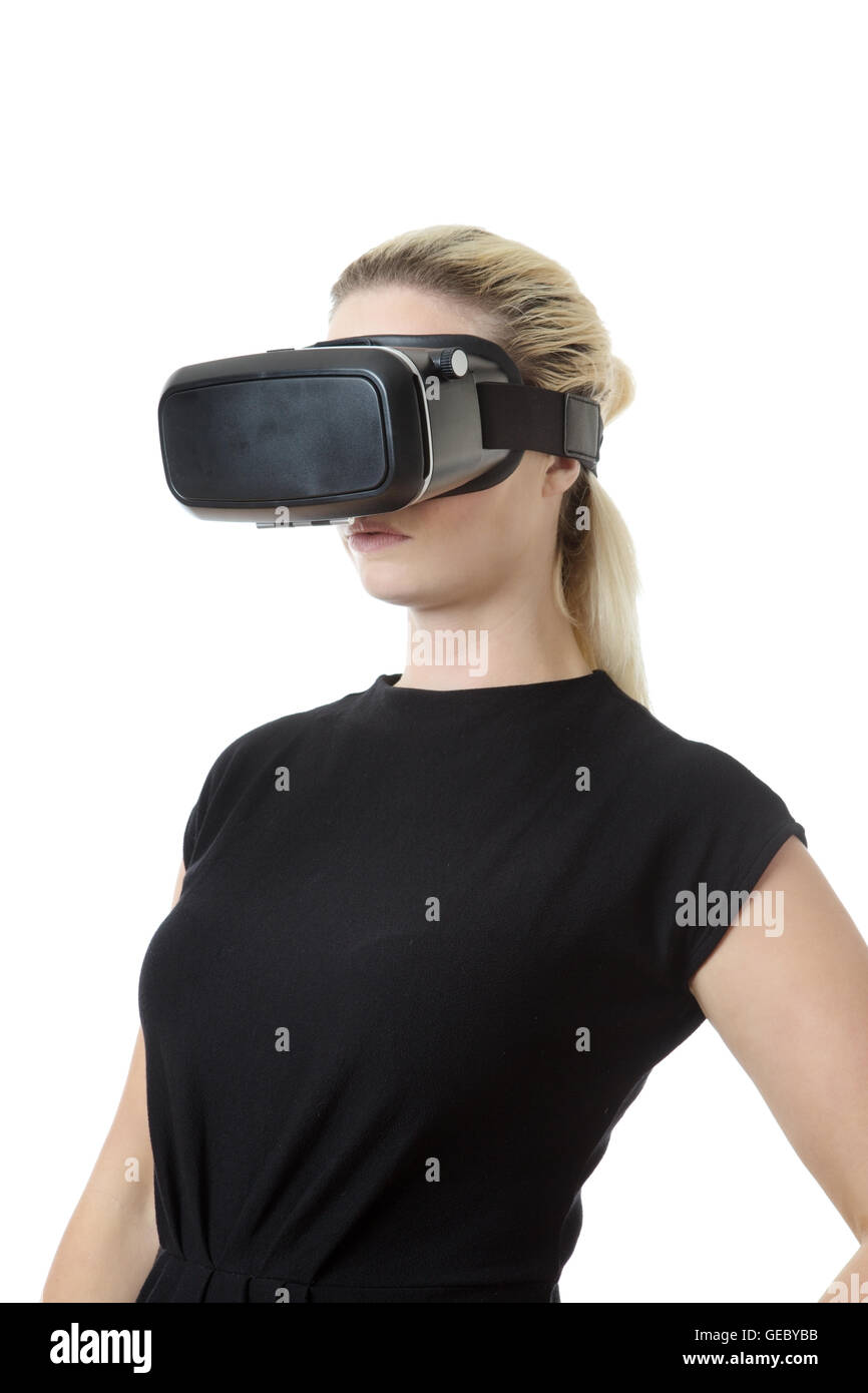 wearable technology of a virtual reality business woman of the modern ...