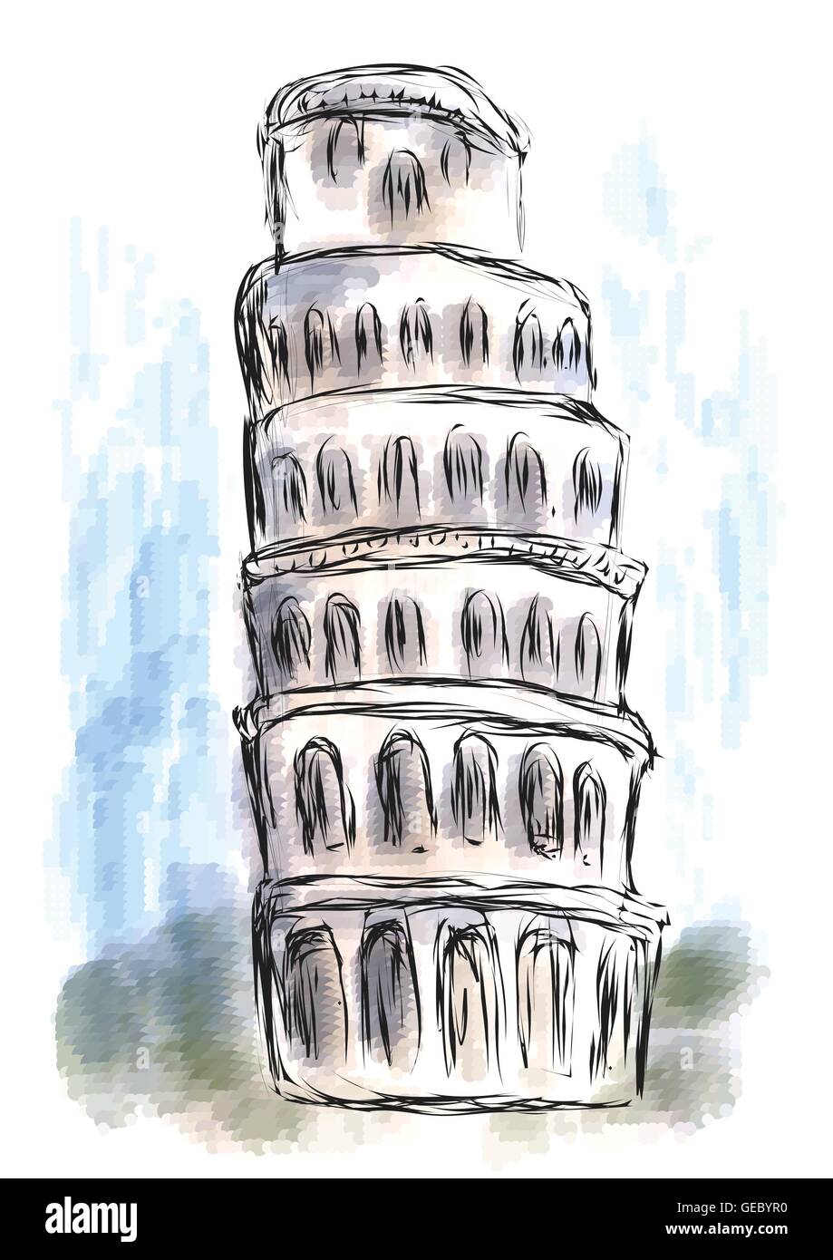 Landmark leaning tower on Stock Vector Images - Alamy