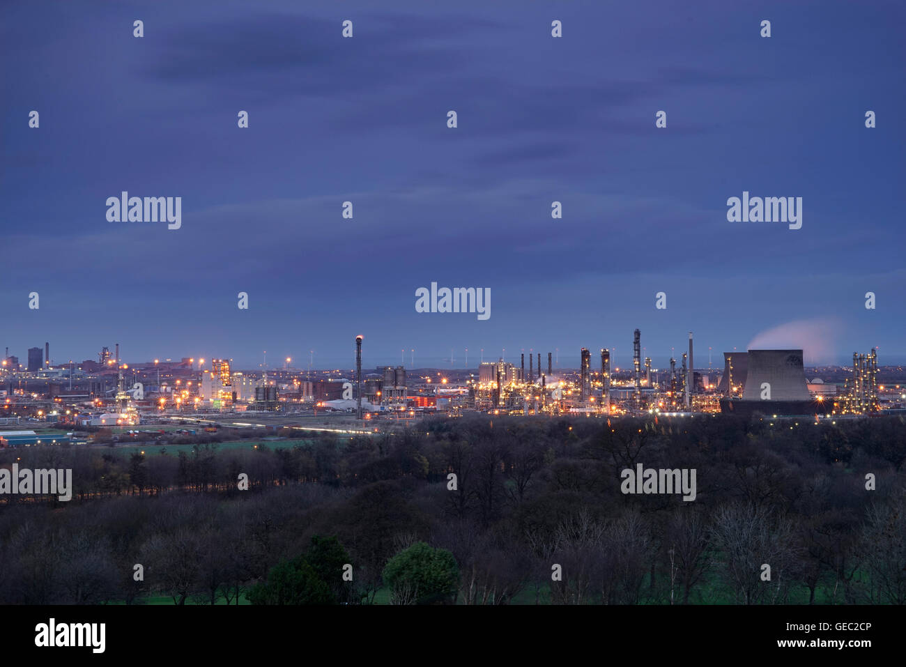 Wilton Chemical plant in evening light, Middlesborough, Teesside ...