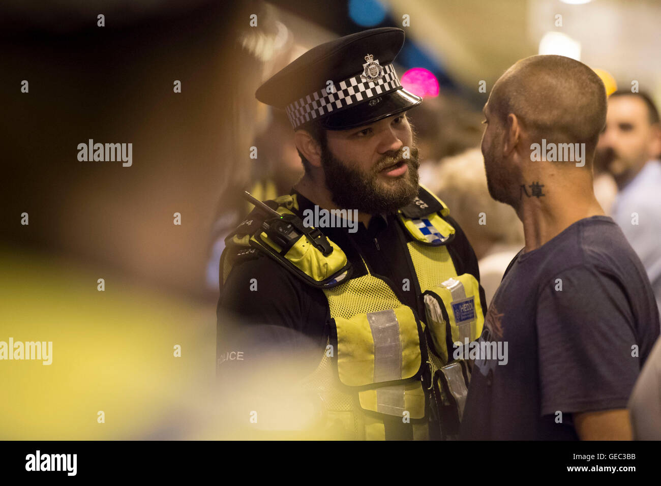 British Transport Police (BTP) at Cardiff railway train station in ...