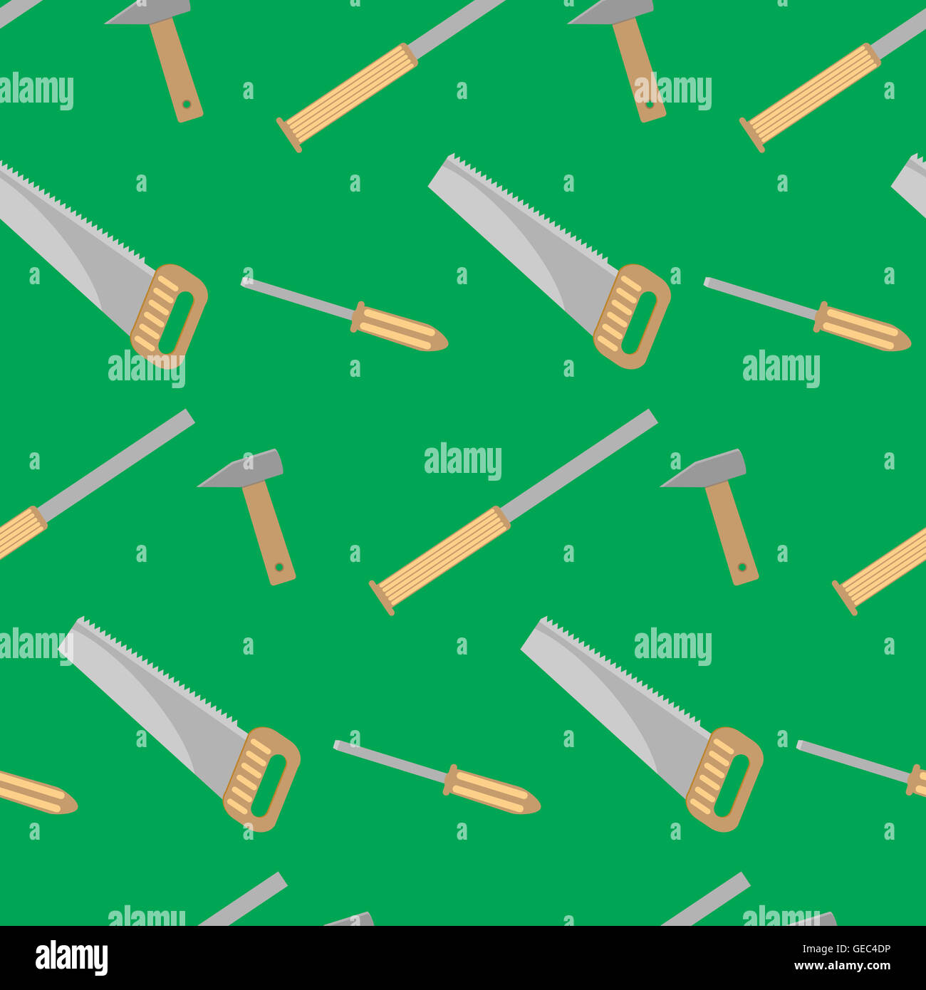 Tools for carpentry seamless pattern. Chisel and hammer, saw equipment ...