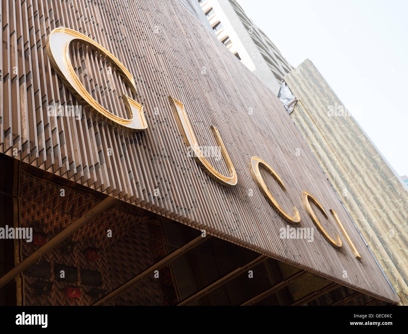Gucci design shop front logo Stock Photo - Alamy