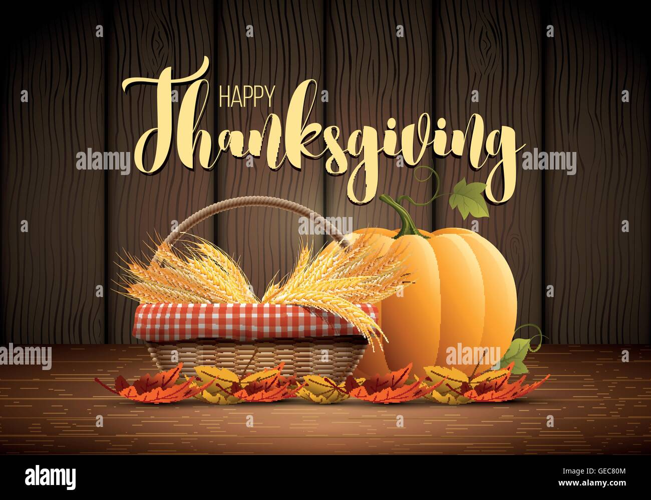 Vector autumn Happy Thanksgiving poster design template. Elements are ...