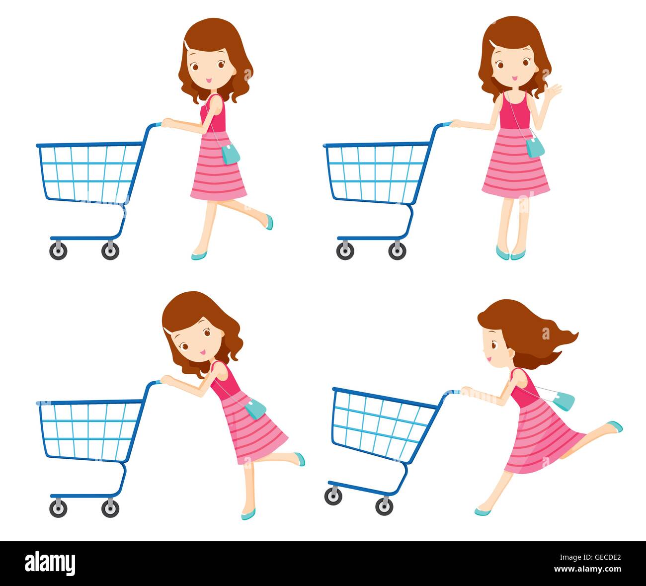 Girl pushing shopping cart hi-res stock photography and images - Alamy