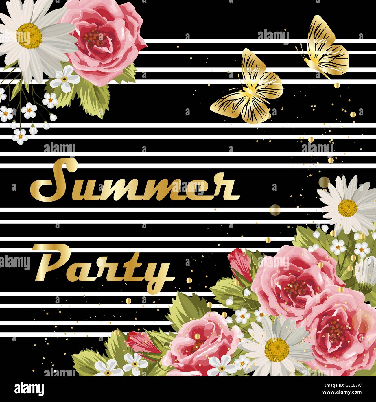 Pink striped summer flower Stock Vector Images - Alamy