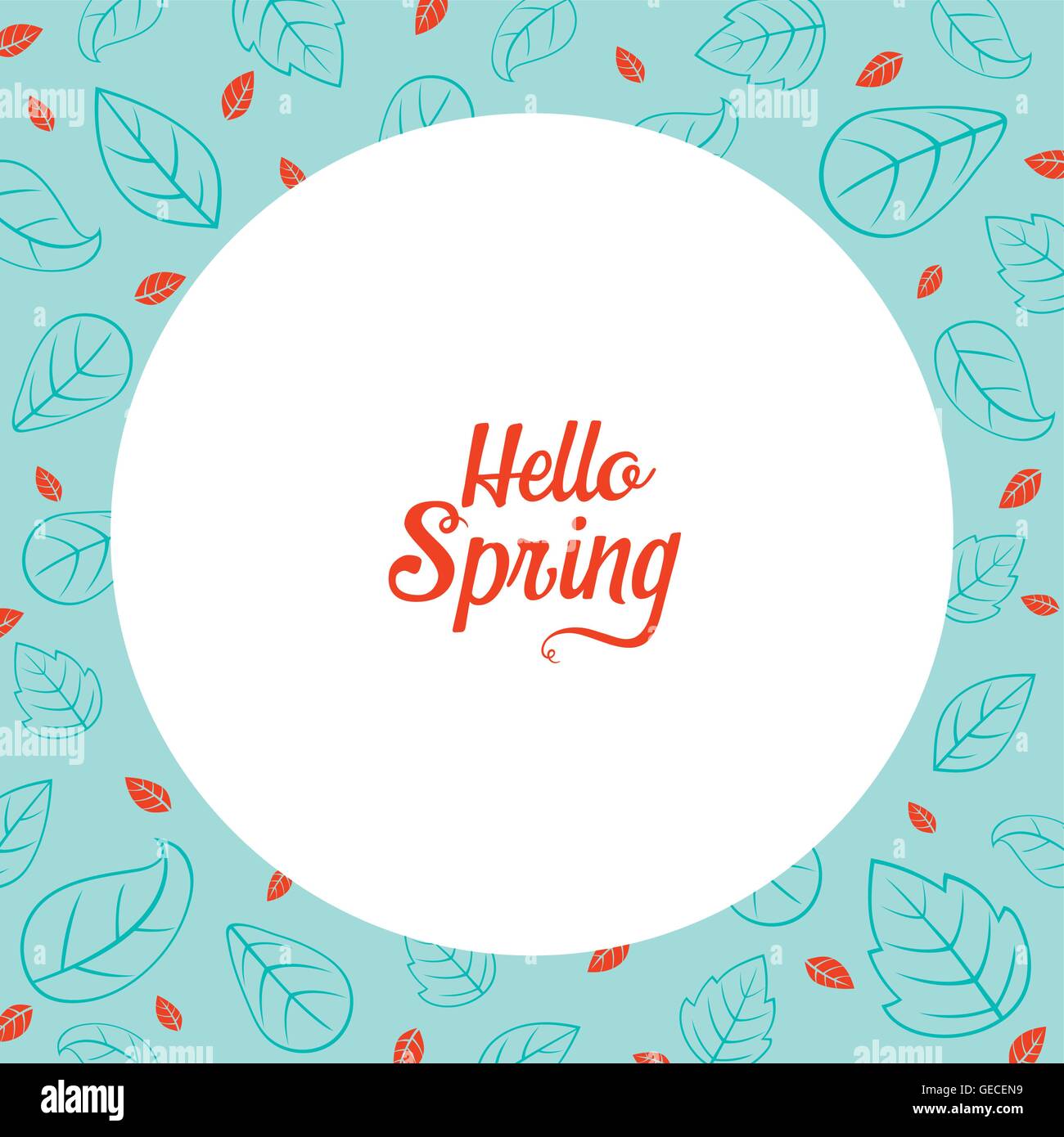 Leaf Pattern Border With Hello Spring Lettering, Frame, Border, Nature ...