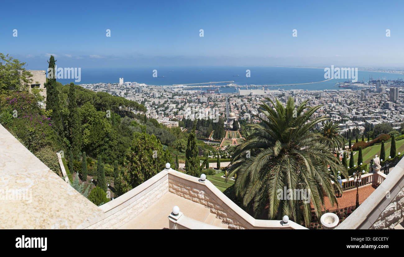 Haifa, Israel: the skyline and the Bahai gardens, part of Bahai World ...