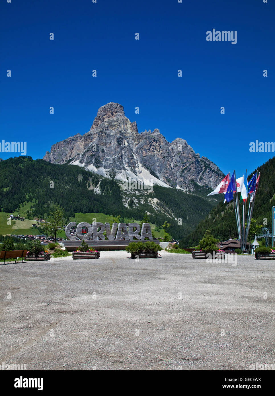 Sassongher Mountain above Corvara, Val Badia, Italy Stock Photo - Alamy