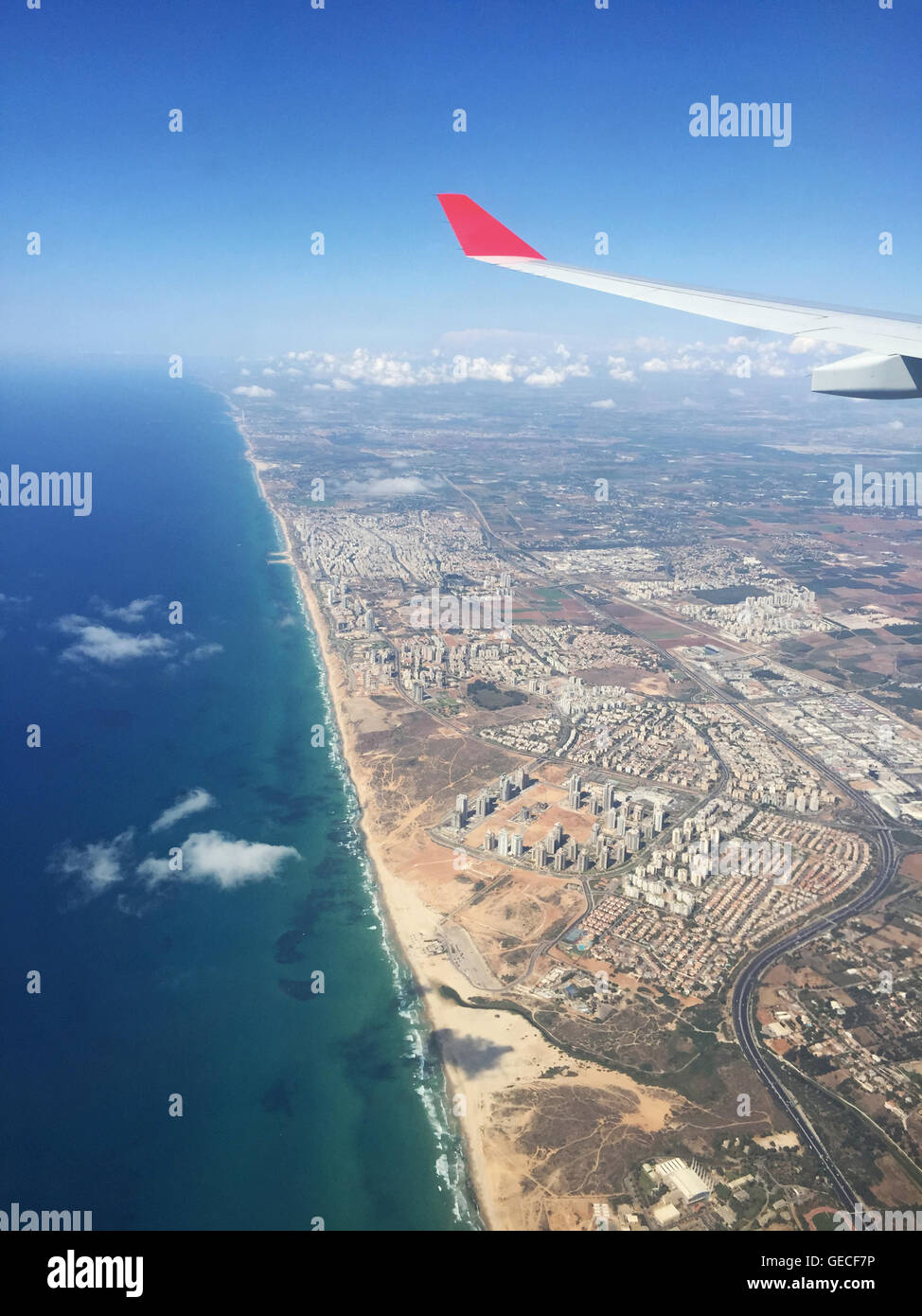 Israel: the shoreline of Tel Aviv seen from a plane Stock Photo - Alamy