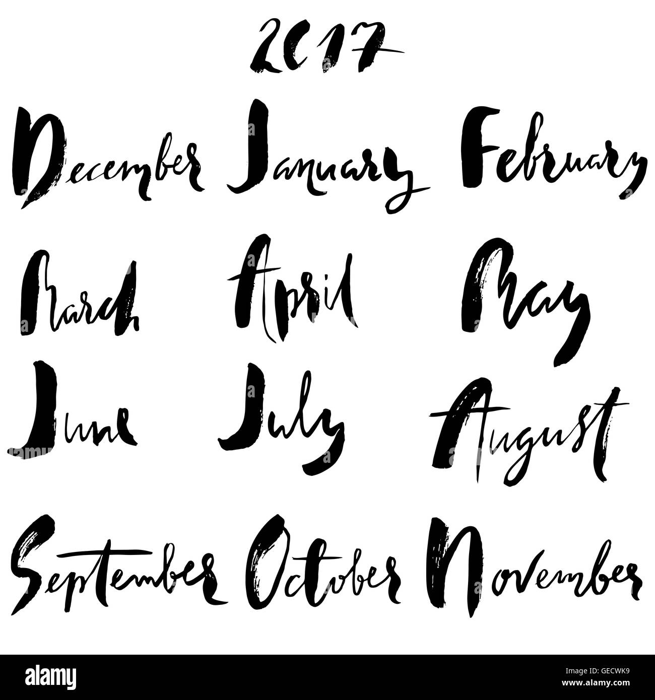 Months handwritten isolated on white background Stock Vector Image ...
