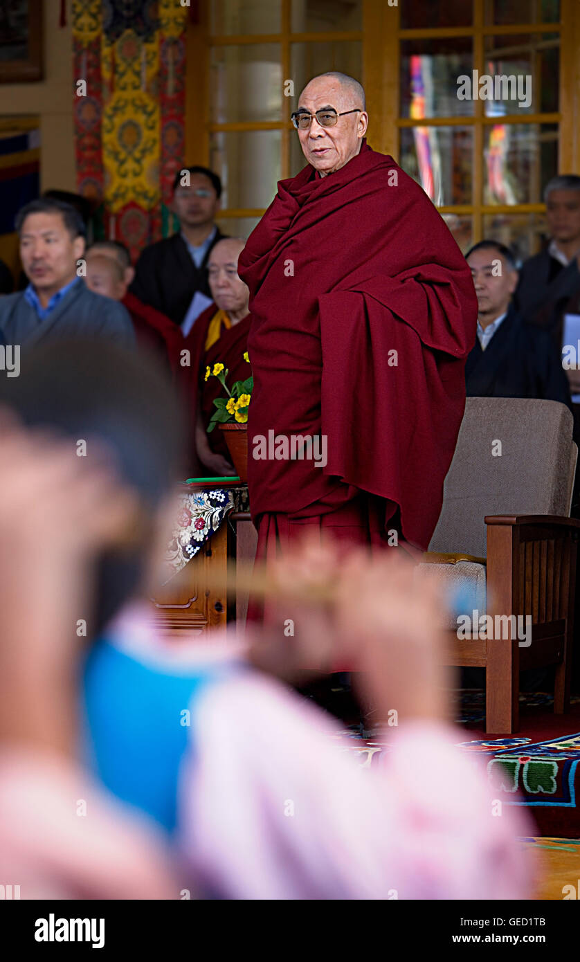 His holiness the Dalai Lama, in Namgyal Monastery,in Tsuglagkhang ...