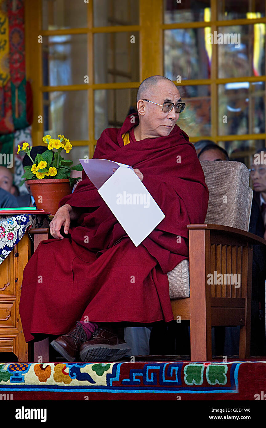 His holiness the Dalai Lama, in Namgyal Monastery,in Tsuglagkhang ...