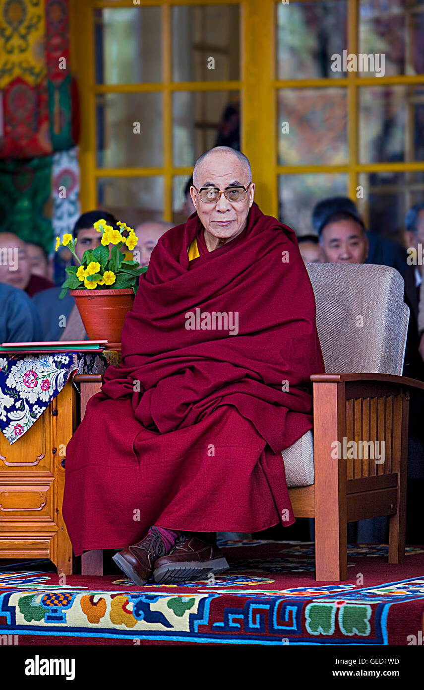 His holiness the Dalai Lama, in Namgyal Monastery,in Tsuglagkhang ...