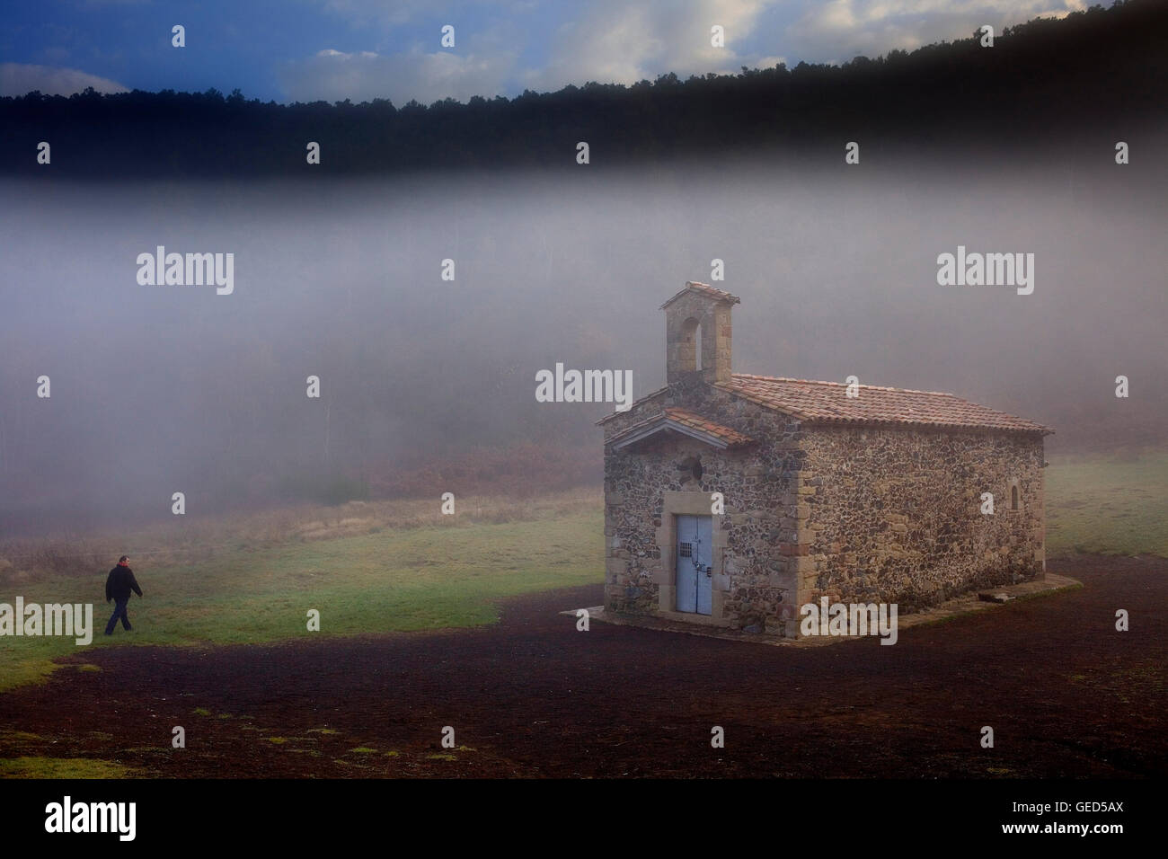 Chapel in crater of Santa Margarida Volcano,Garrotxa Natural Park ...