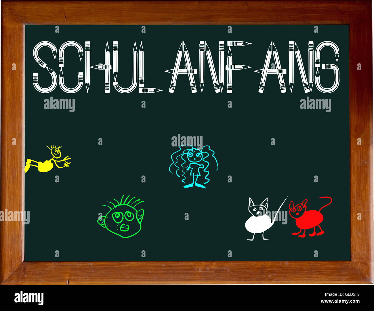 board with the german title for back to school and some children ...