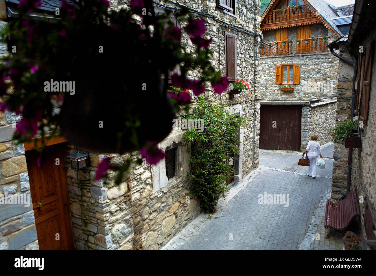 Garòs village,Aran Valley,Pyrenees, Lleida province, Catalonia, Spain ...