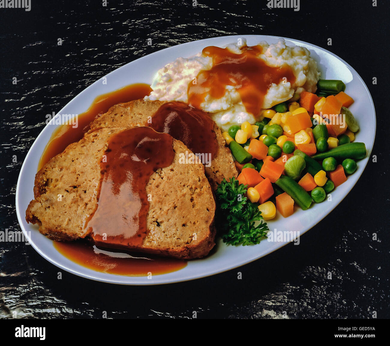 Meat loaf dinner Stock Photo - Alamy