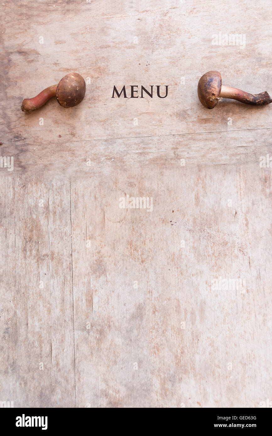 Restaurant cafe menu, text and mushrooms Stock Photo - Alamy