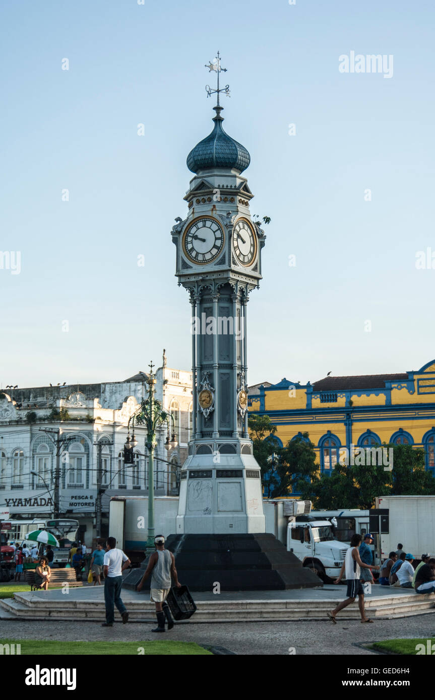 Clock tower near the Ver-o-Peso Market and port, Belem, Para, Brazil ...