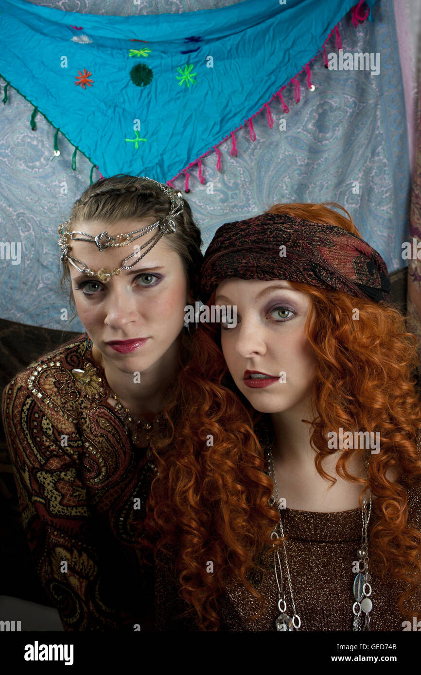 Two women dressed as a gypsies Stock Photo - Alamy