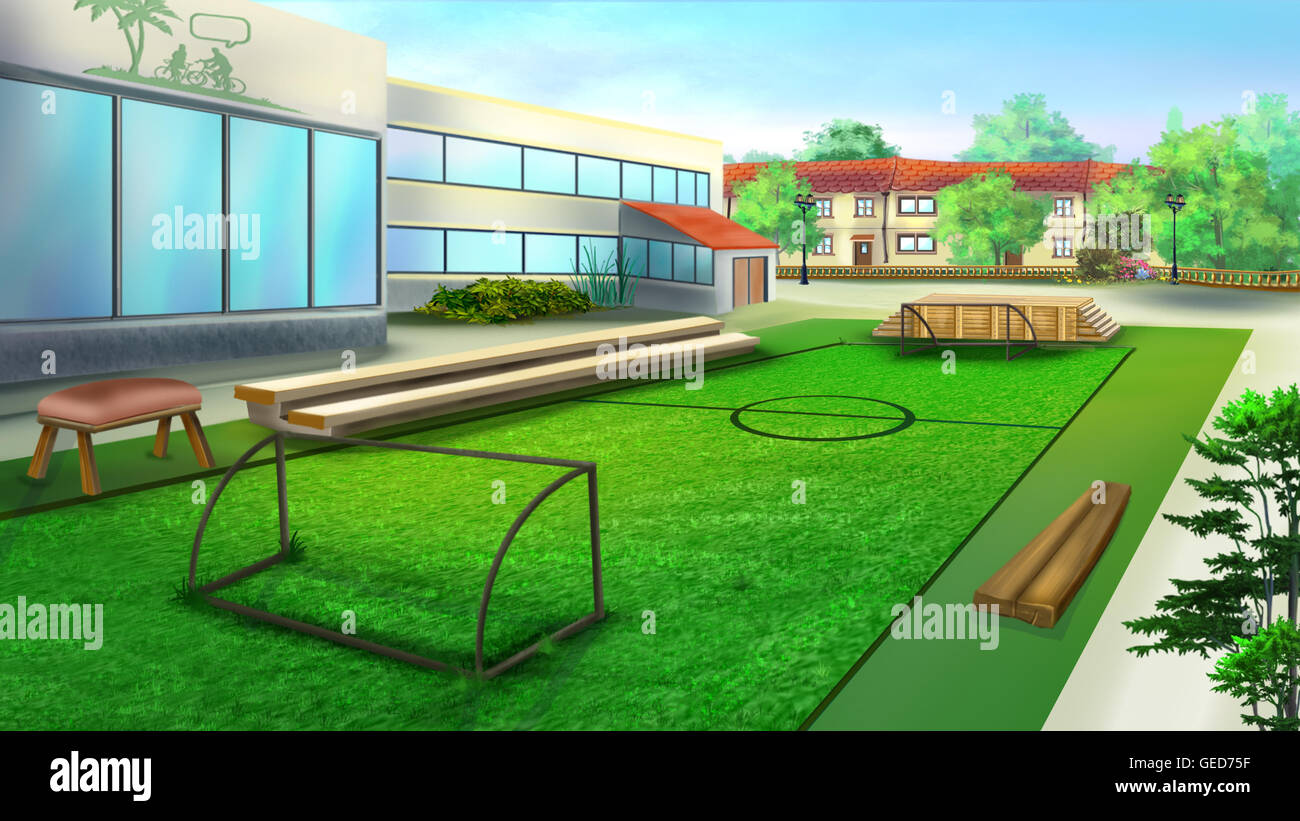 School sports ground and football stadium Stock Photo - Alamy