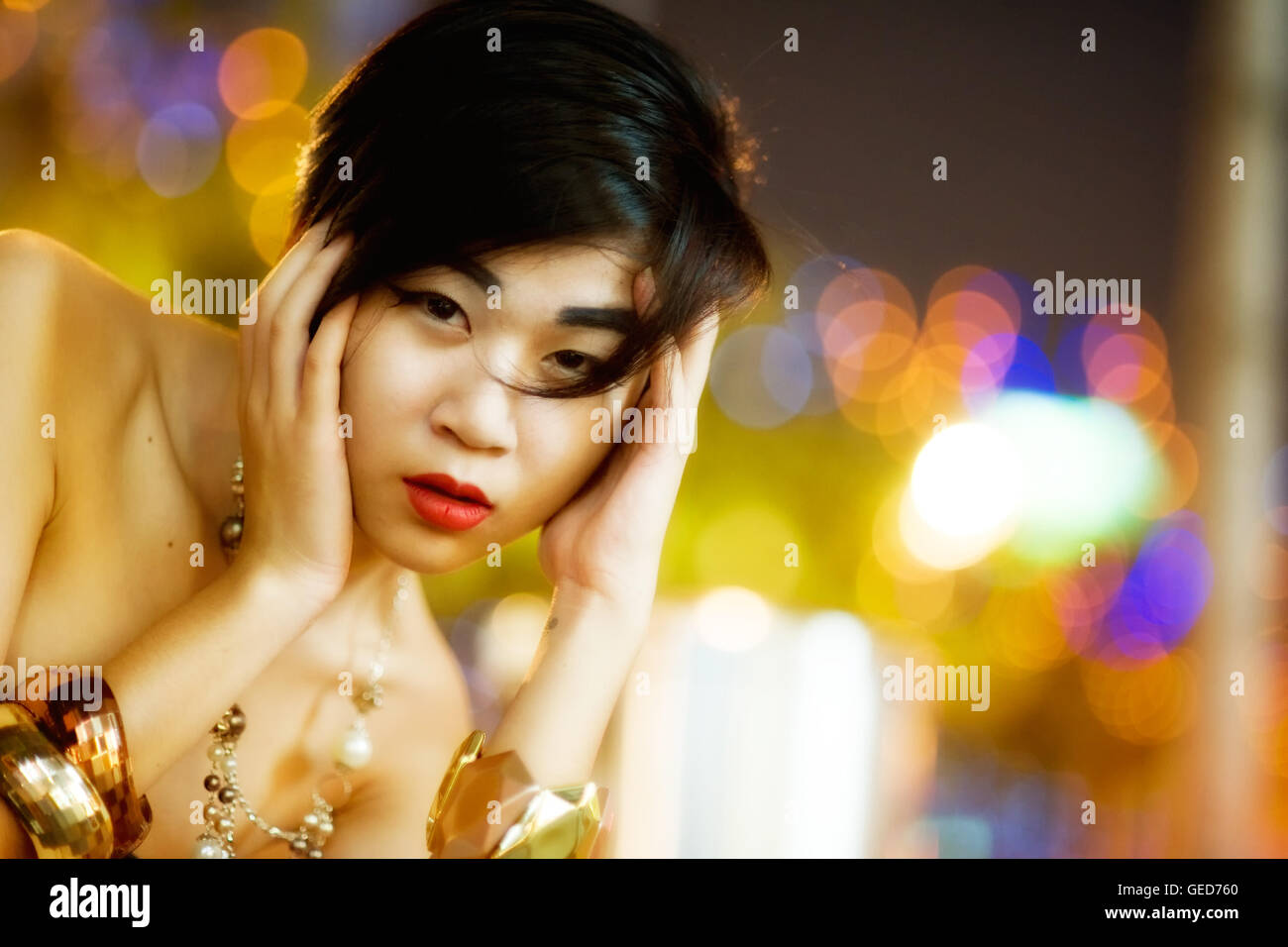 A portrait with bokeh Stock Photo - Alamy