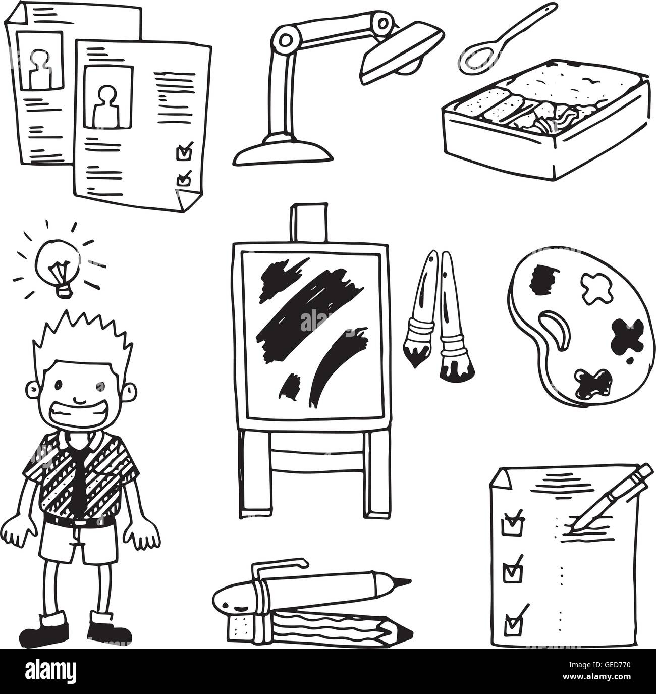 Doodle school education children pen pencil Stock Vector Image & Art ...