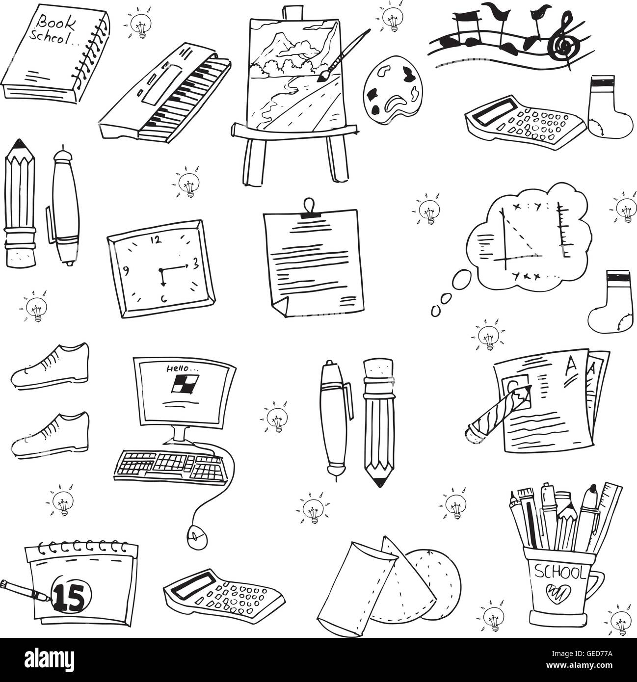 Hand draw classroom supplies doodles hi-res stock photography and ... Hand draw classroom supplies doodles hi-res stock photography and ...