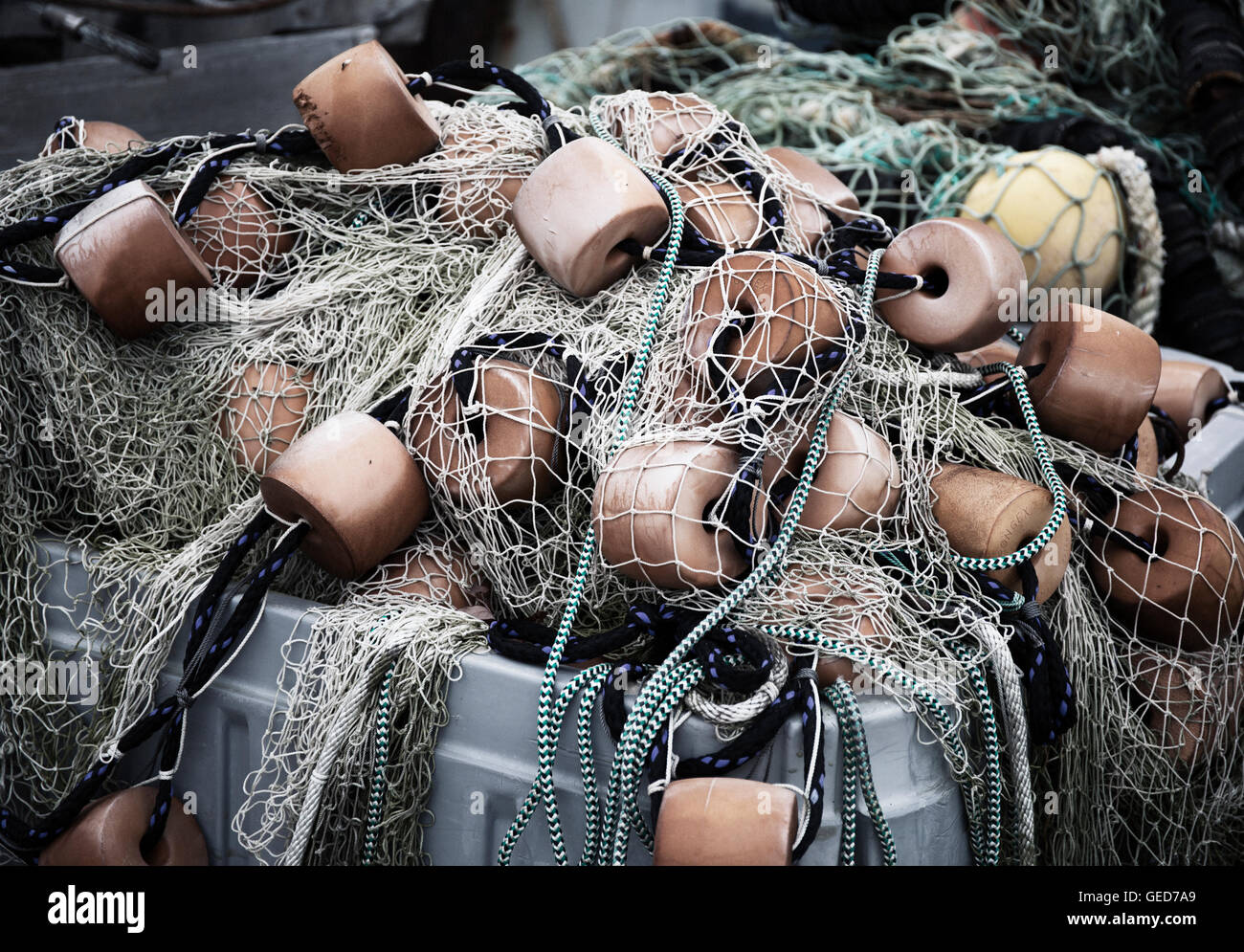 Fishing nets in Menemsha, Massachusetts on Martha's Vineyard Stock ...