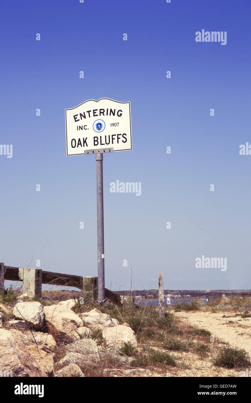 Entering Oak Blufs sign on Martha's Vineyard Massachusetts Stock Photo ...
