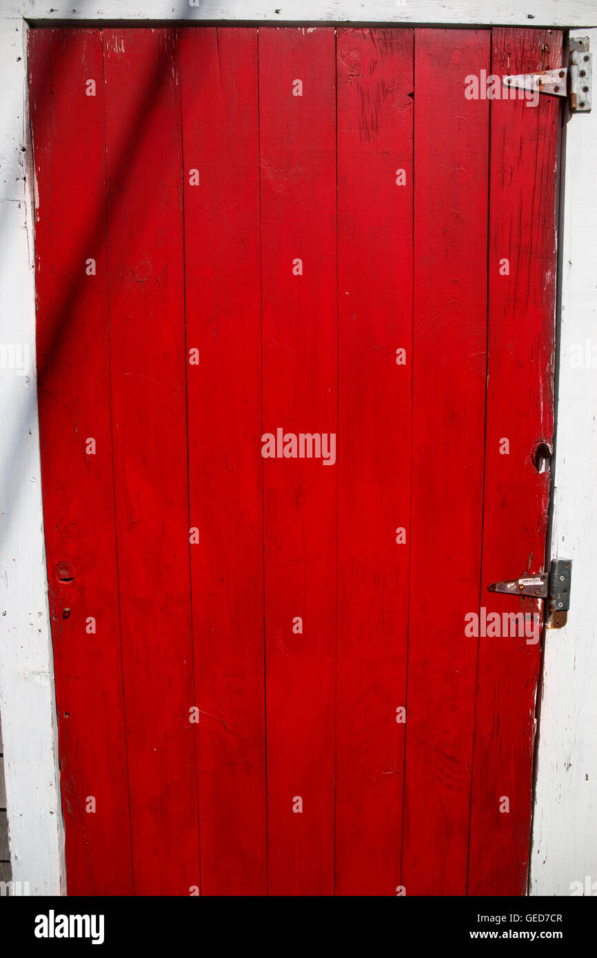 Deep red door in Menemsha Massachusetts on Martha's Vineyard Stock ...