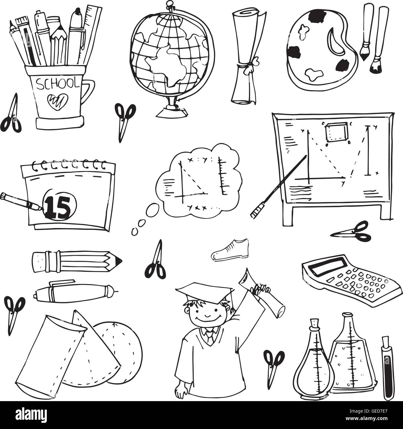 Doodles school education vector Stock Vector Image & Art - Alamy