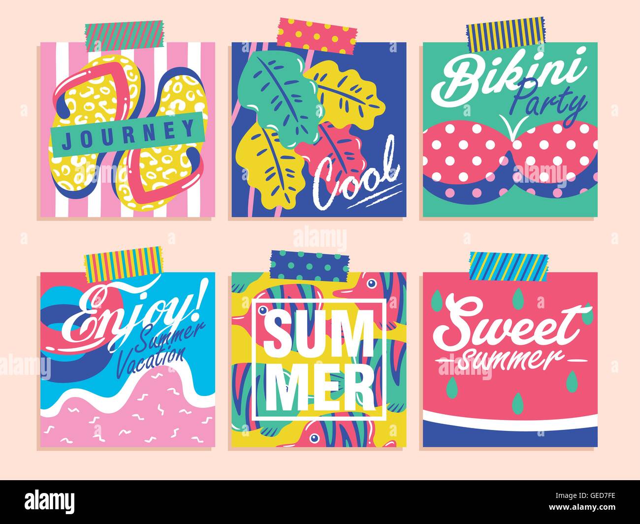 Colorful summer graphic design - summer elements collection Stock ...