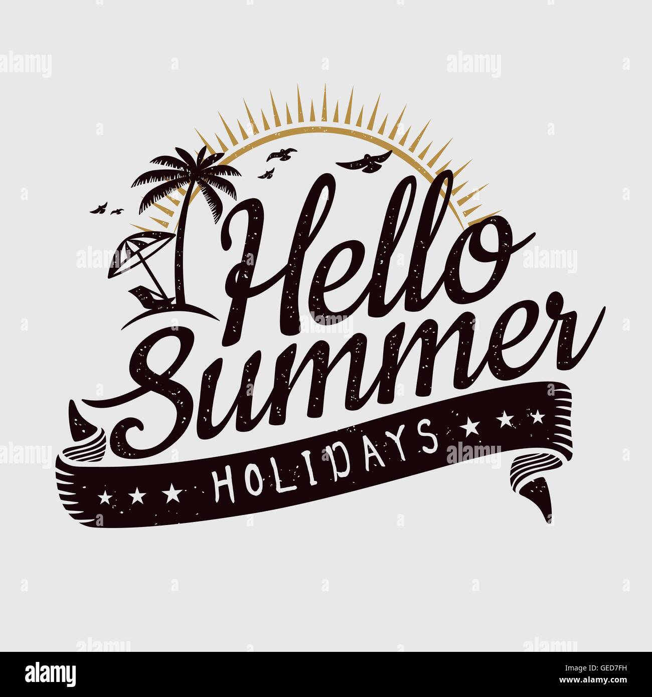 Hello summer - greeting words over white background Stock Vector Image ...