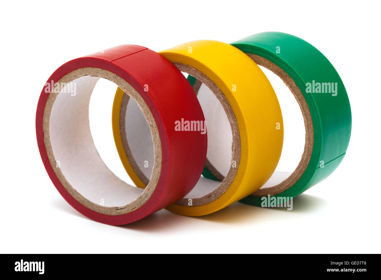 three electrical tape on white background Stock Photo - Alamy