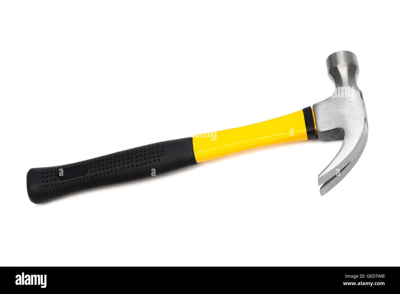hammer with the yellow handle on a white background Stock Photo - Alamy