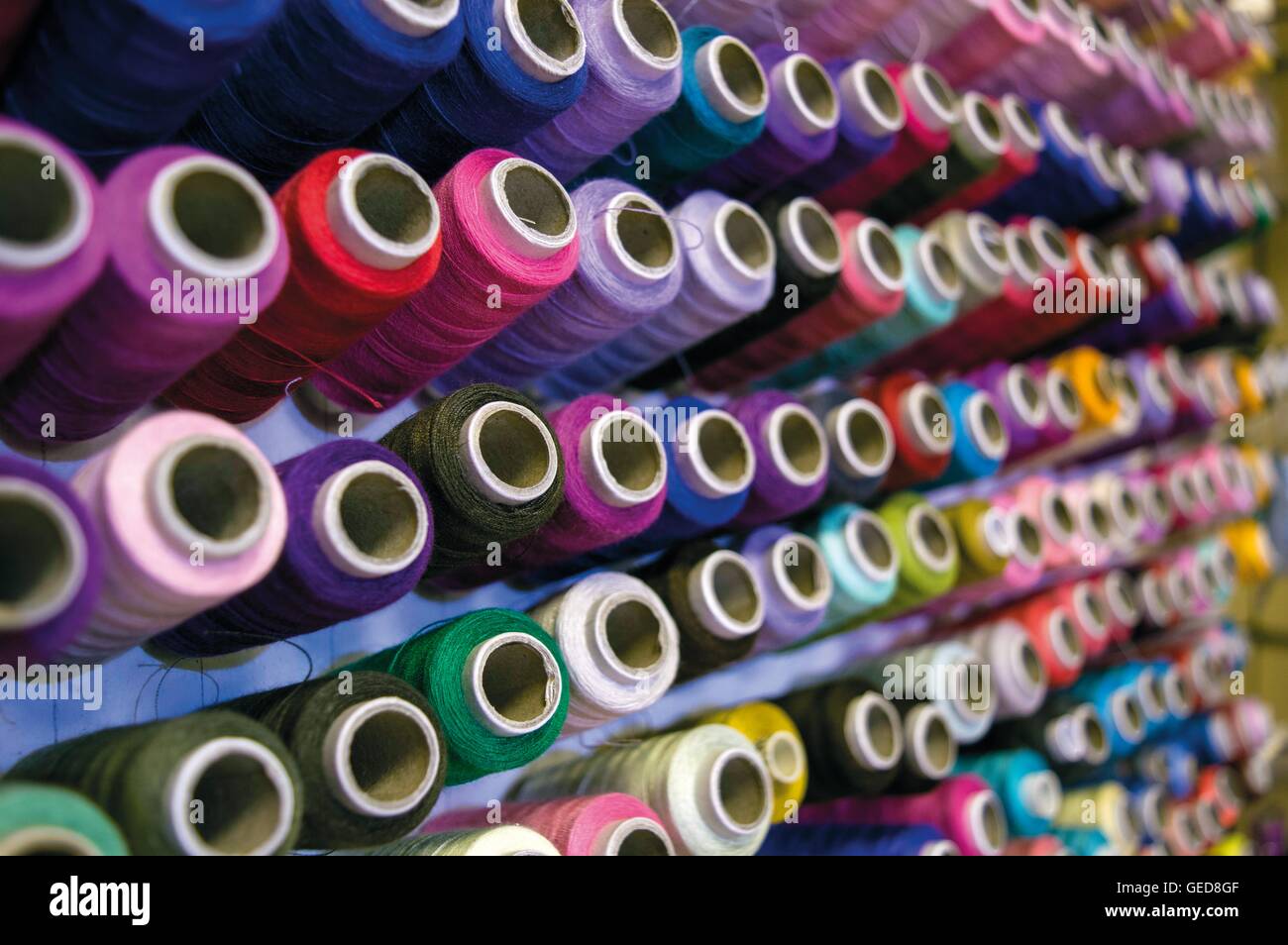Sewing Line in a Haberdashery Stock Photo - Alamy