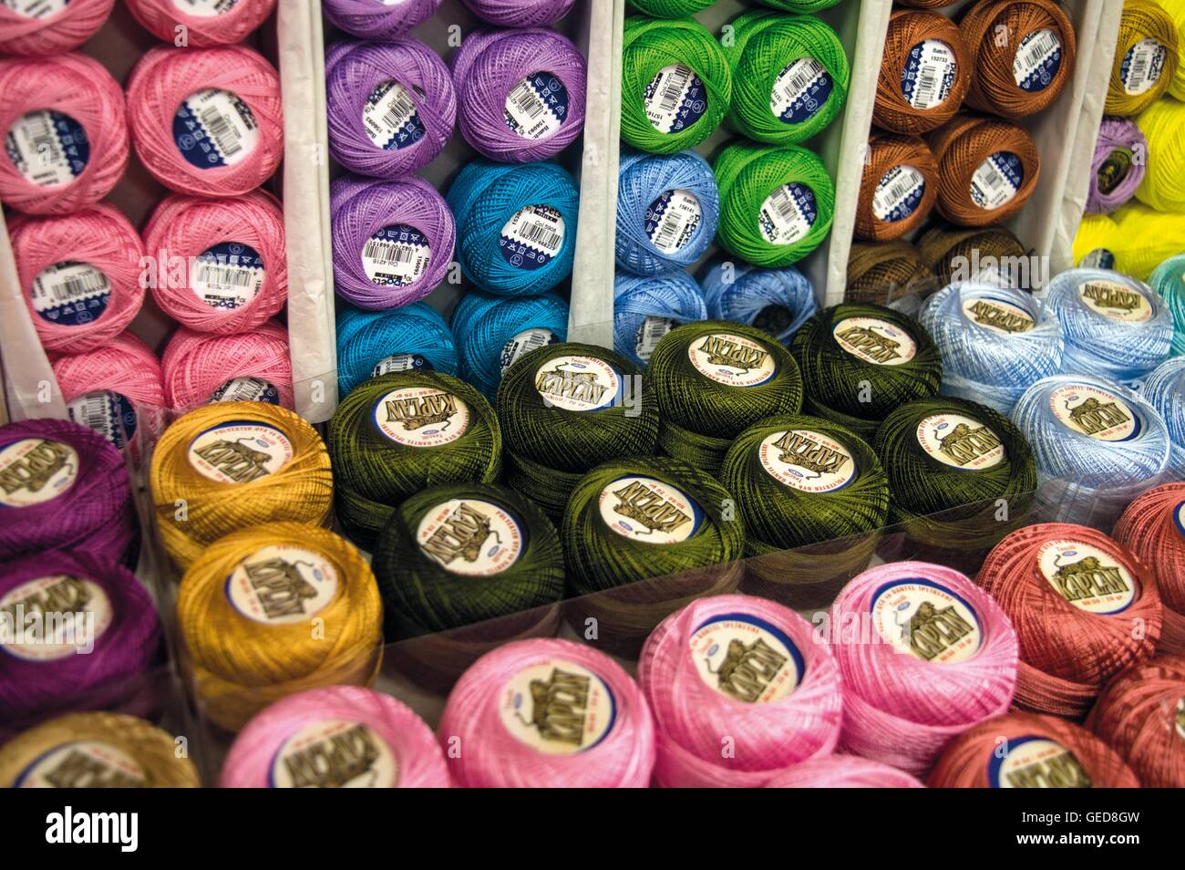 Sewing Line in a Haberdashery Stock Photo - Alamy