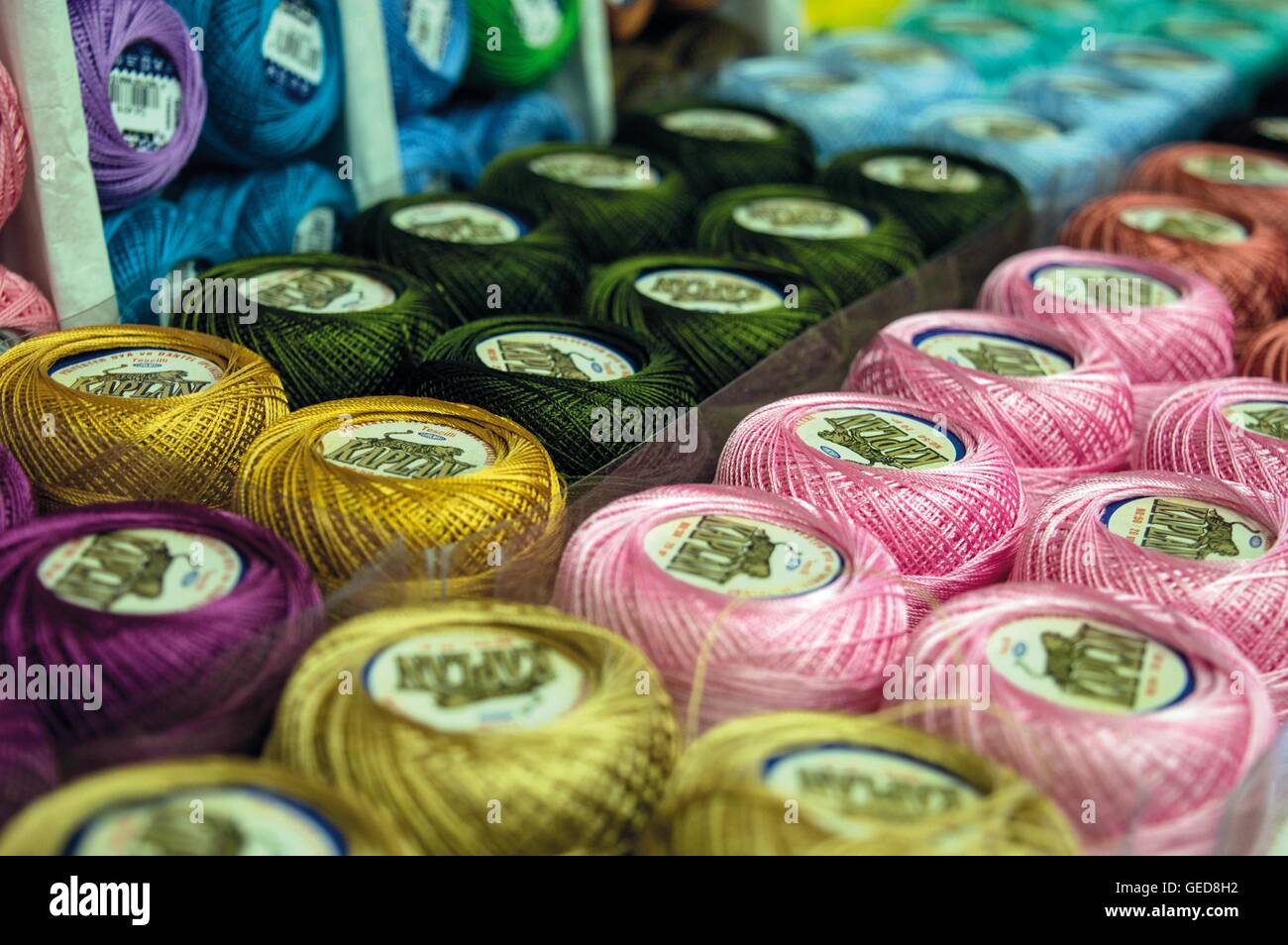 Sewing Line in a Haberdashery Stock Photo - Alamy
