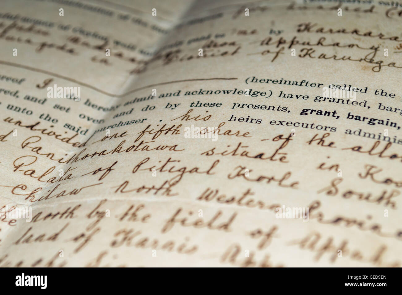 antique document, deed in 1920 Stock Photo - Alamy