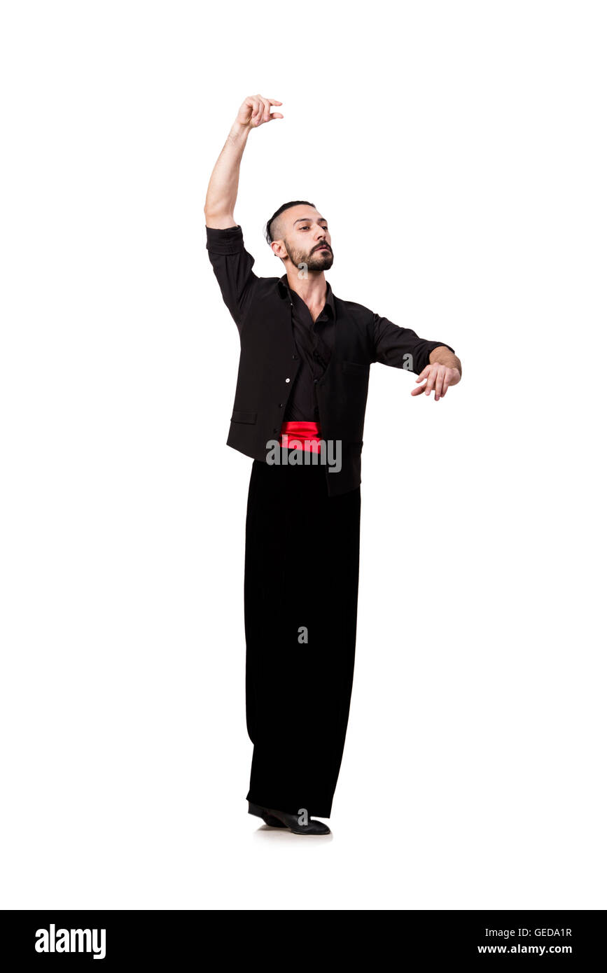 Man dancer dancing spanish dances isolated on white Stock Photo - Alamy