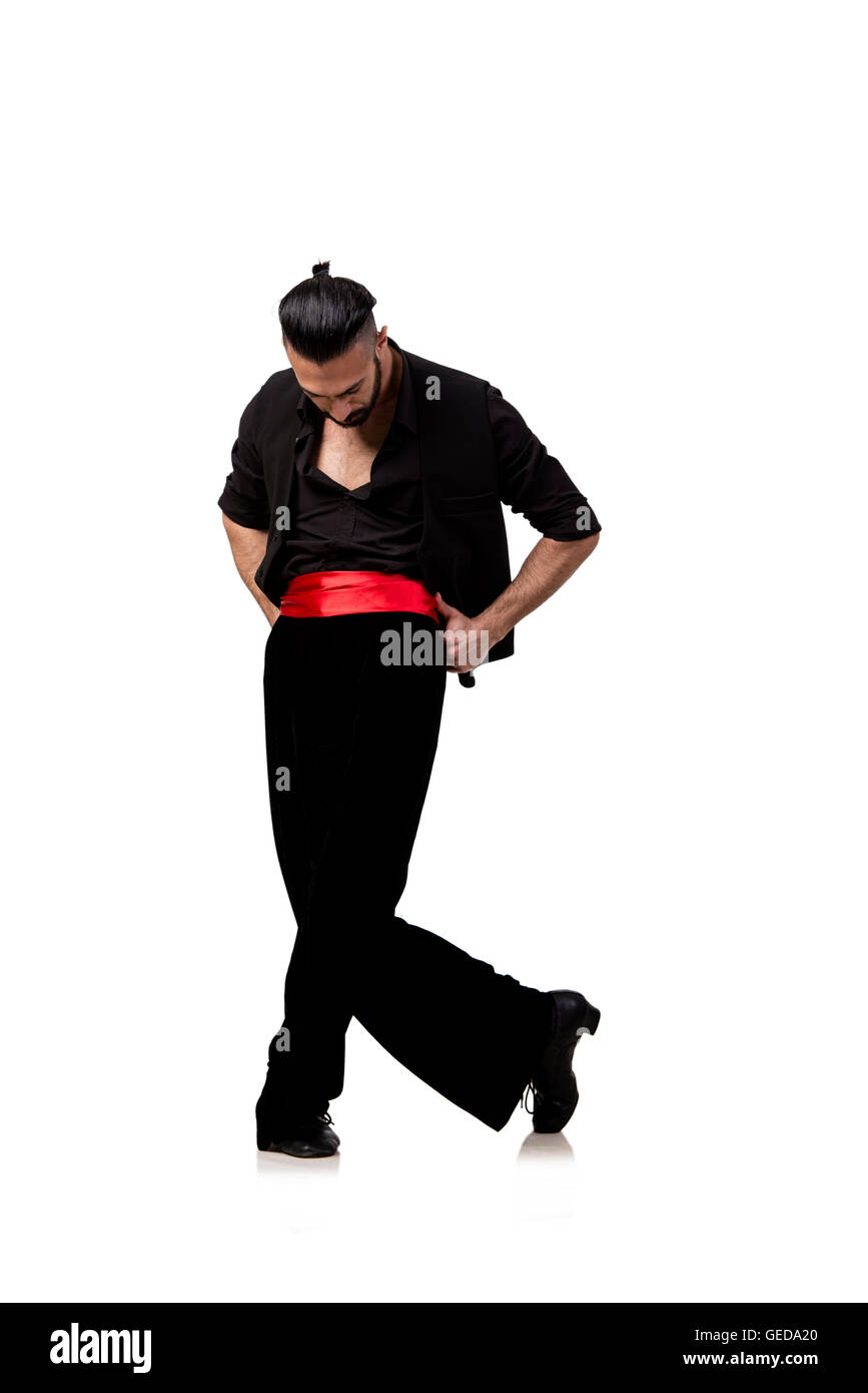 Man dancer dancing spanish dances isolated on white Stock Photo - Alamy