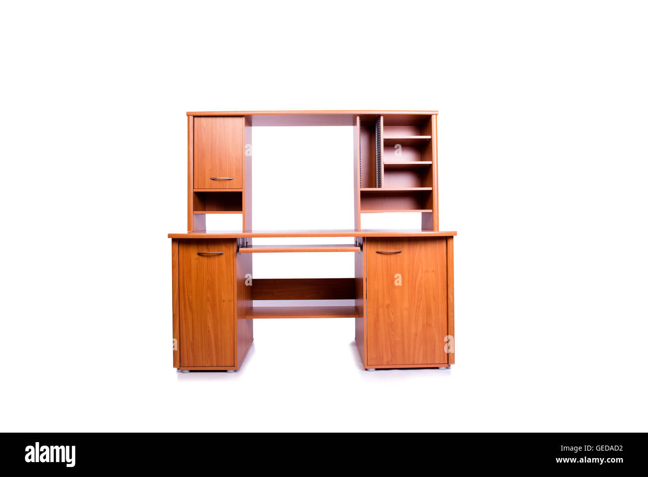 Computer home desk isolated on the white background Stock Photo - Alamy