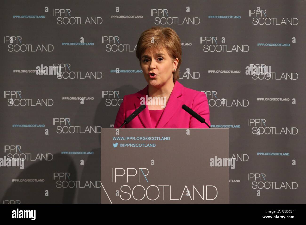 Scotland's First Minister Nicola Sturgeon speaking at the conference of ...