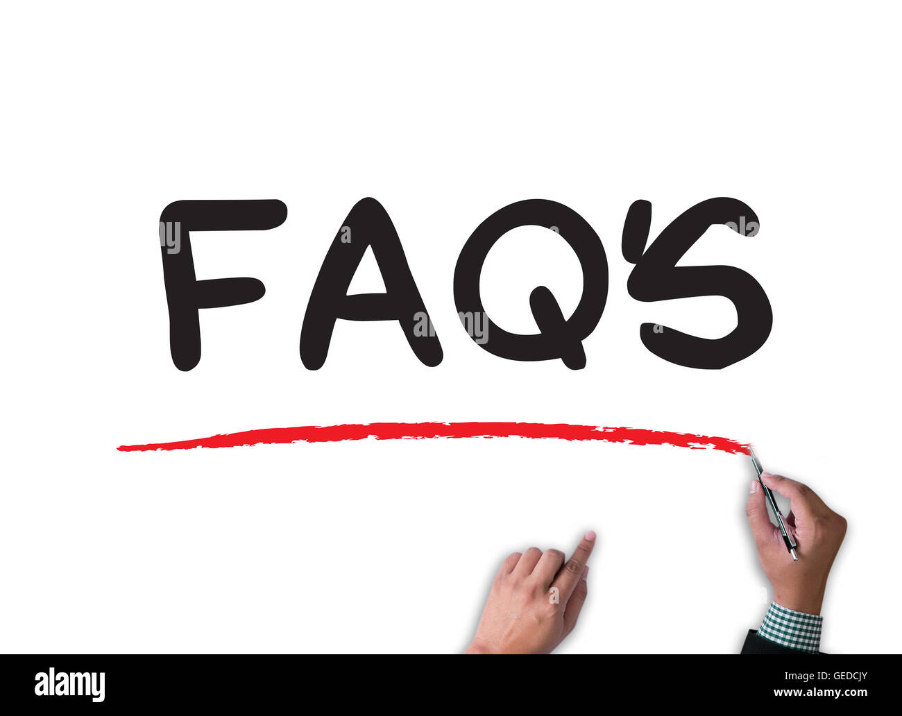 FAQs Frequently Asked Questions businessman work on white broad, top ...