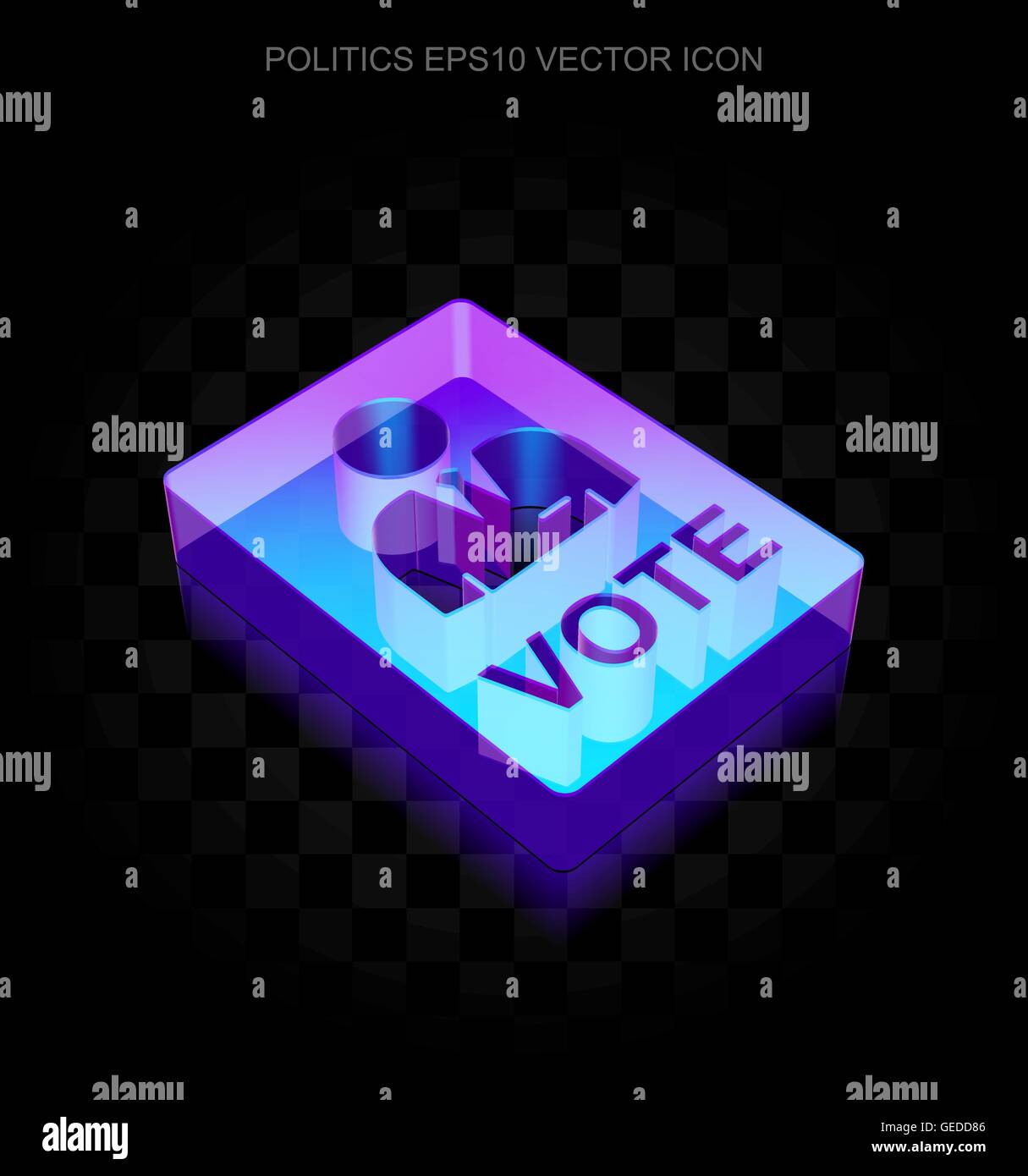 Political icon: 3d neon glowing Ballot made of glass, EPS 10 vector ...