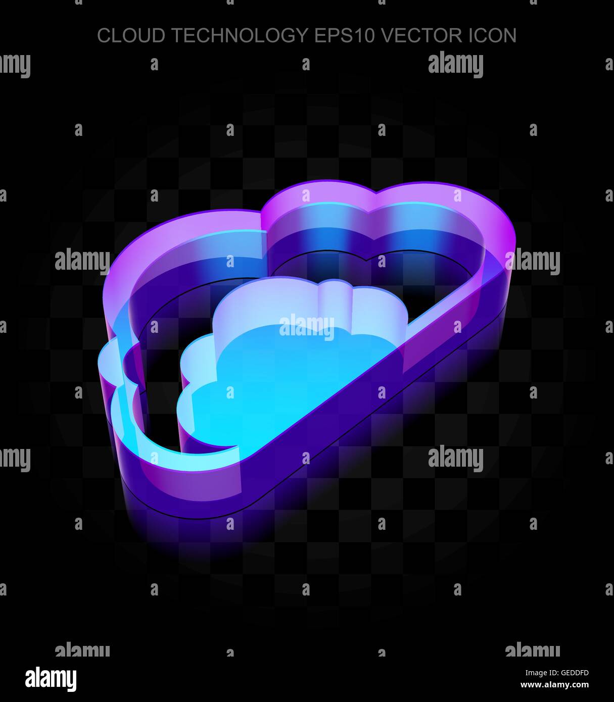 Cloud computing icon 3d neon Stock Vector Images - Alamy