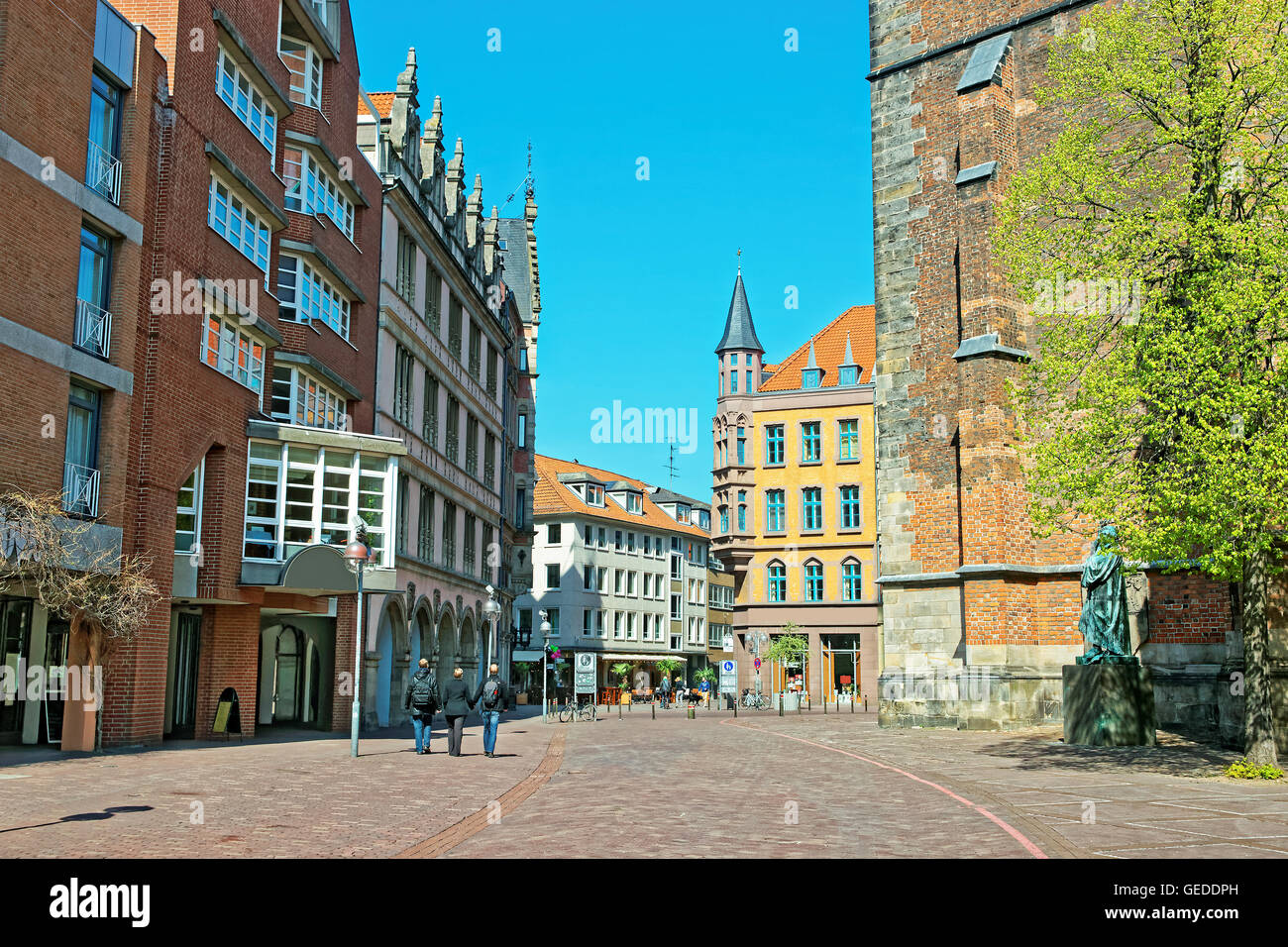 View of the Market Square the Market Square in Hanover in Germany. Red ...